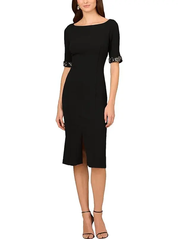 Aidan Mattox Beaded Cuff Dress - Black