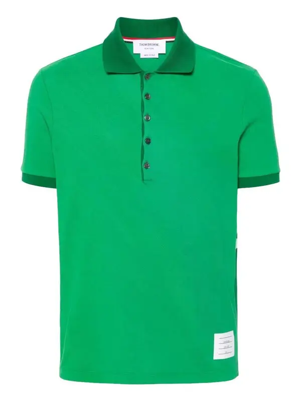 Thom Browne 4-bar Cotton Polo Shirt - Green