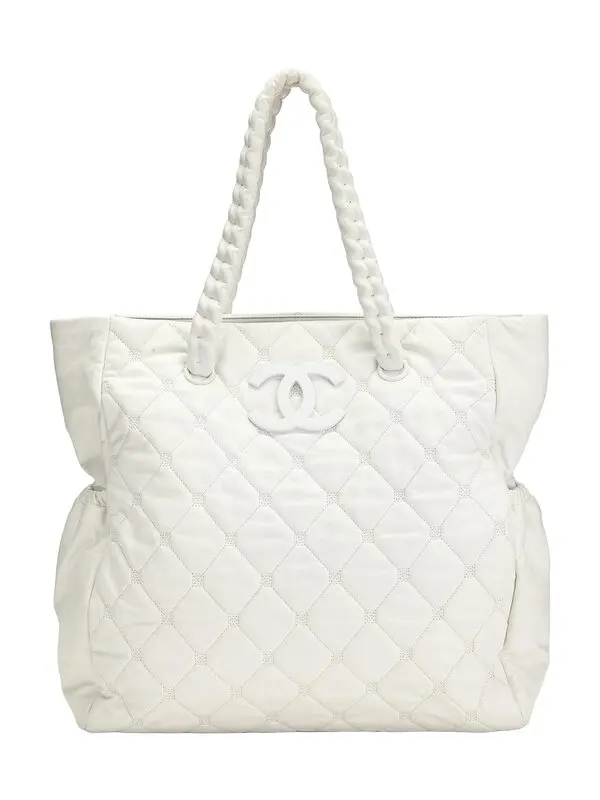 Chanel Lambskin Quilted Tote - White
