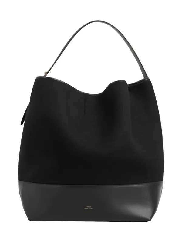 TOTEME Belted Wool & Leather Tote Bag - Black