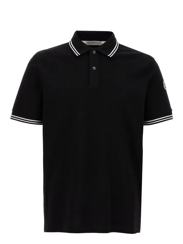 Moncler Logo-patch Polo Shirt - Black