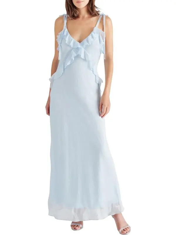 Steve Madden Adalina Ruffle Maxi Dress - Morning Blue
