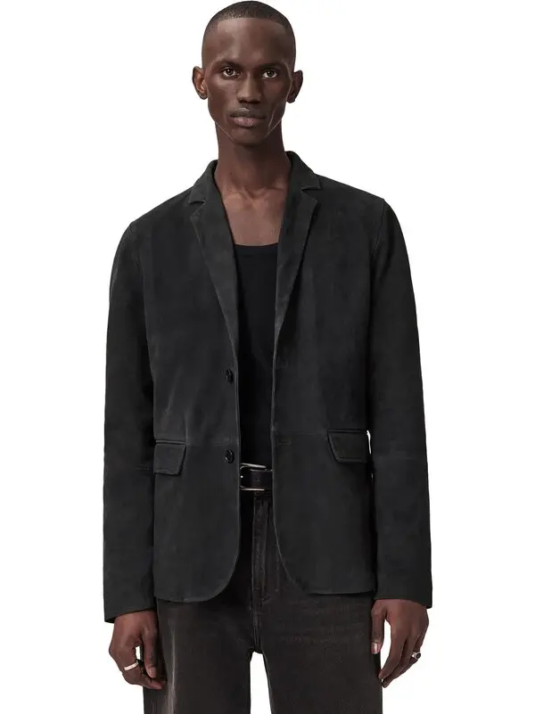 ALLSAINTS Monet Waxed Suede Blazer - Blue