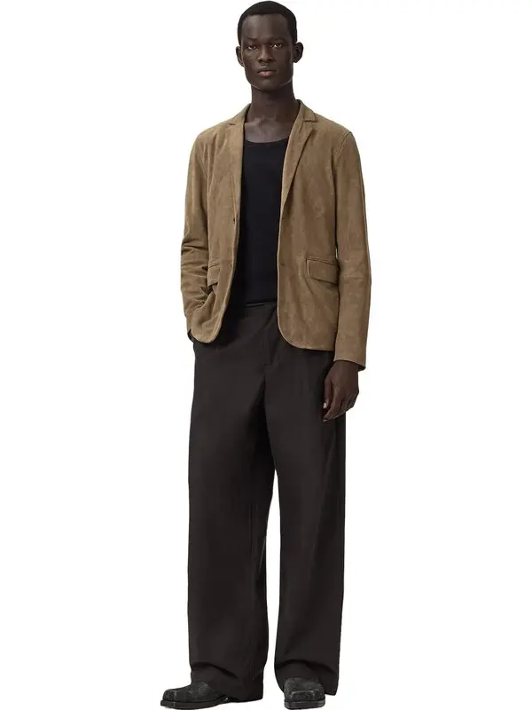 ALLSAINTS Monet Waxed Suede Blazer - Brown