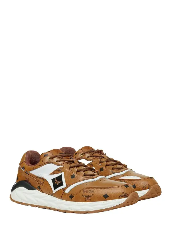 Mcm Skywander Visetos Sneakers - Cognac