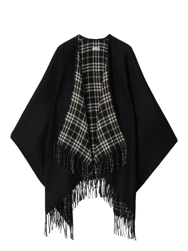 Burberry Checked Wool Cape - Black