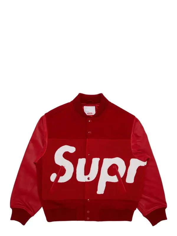 Supreme Big Logo Chenille Varsity Jacket - Red