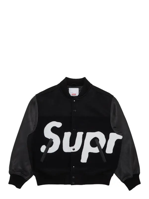 Supreme Big Logo Chenille Varsity Jacket - Black