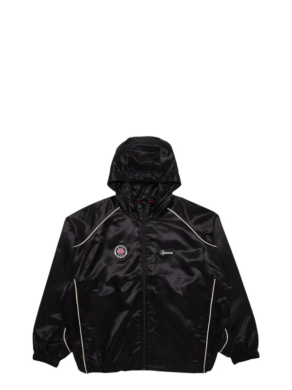 Supreme Satin Hooded Track Jacket - Black