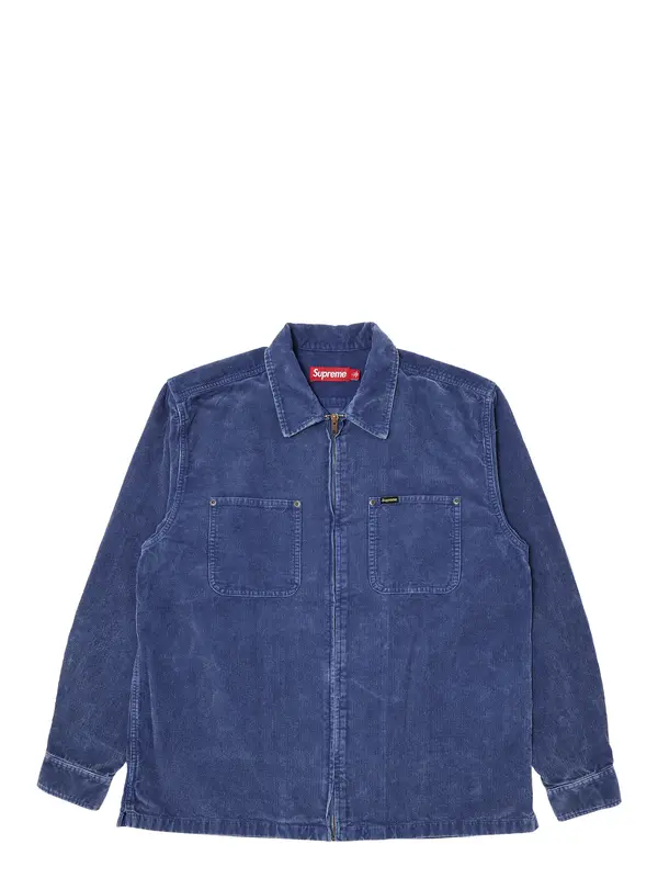 Supreme Washed Corduroy Zip Up Shirt - Blue