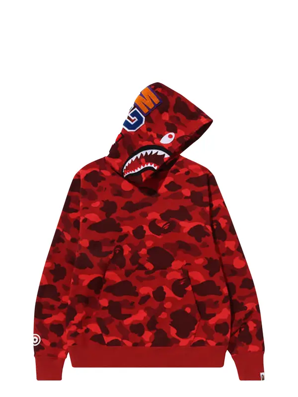 BAPE Color Camo Shark Pullover Hoodie - Red