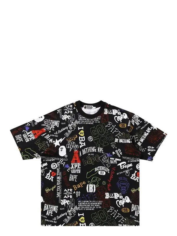 A BATHING APE Hand Draw Pattern Relaxed Fit Tee - Black