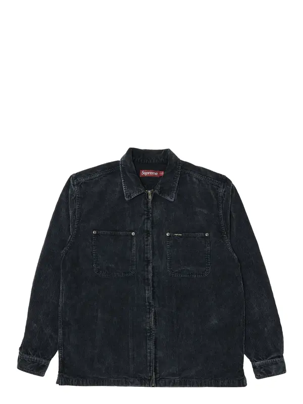 Supreme Washed Corduroy Zip Up Shirt - Black