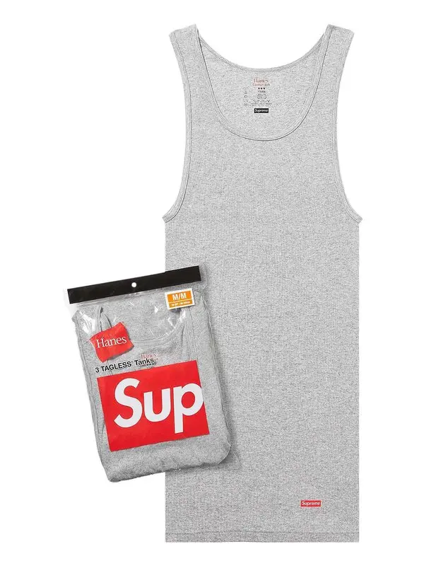 Supreme X Hanes Tagless Tank Tops 'heather - Grey