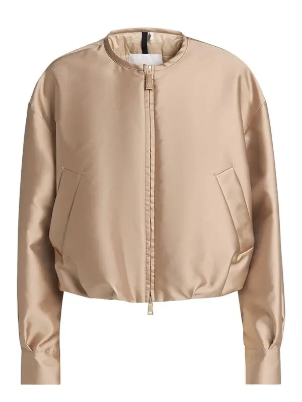 Moncler Maupa Satin Bomber Jacket - Medium Beige