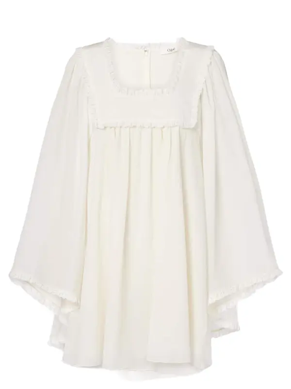 Chloé Silk Crêpe Minidress - White