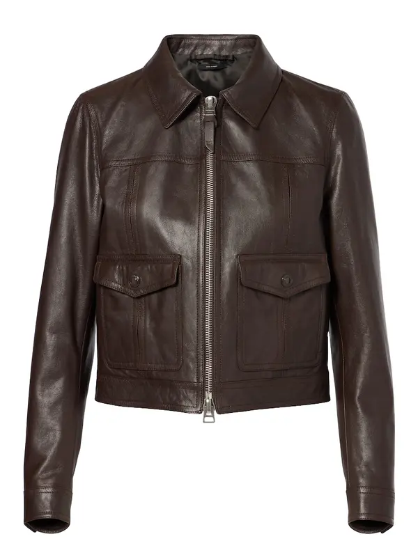 TOM FORD Leather Biker Jacket - Brown