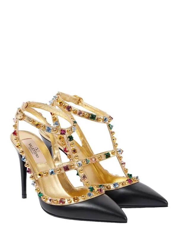 Valentino Garavani Rockstud Leather Slingback Pumps - Black