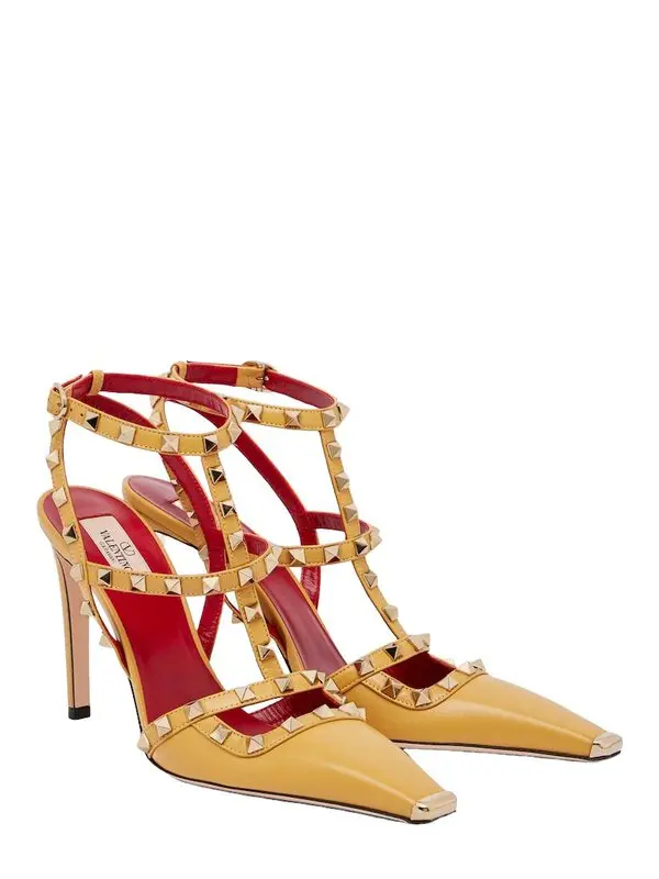Valentino Garavani Rockstud Leather Slingback Pumps - Yellow