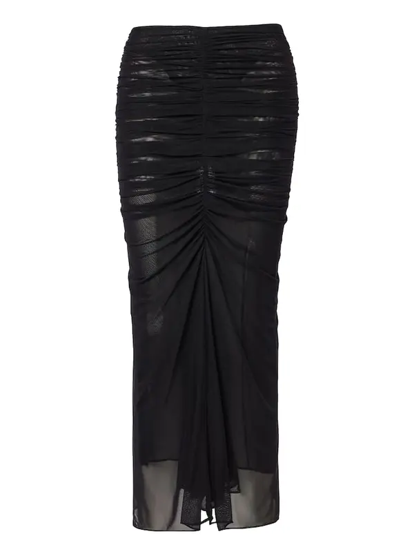 MUGLER Ruched Maxi Skirt - Black