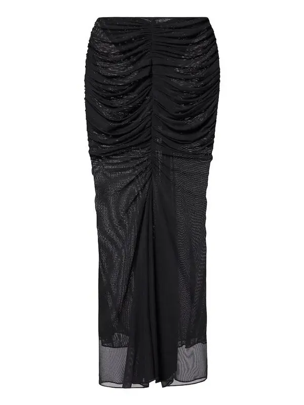 MUGLER Ruched Maxi Skirt - Black