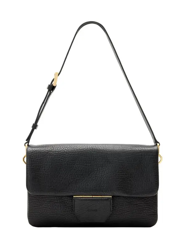ALLSAINTS Ondine Grain Leather Shoulder Bag - Black