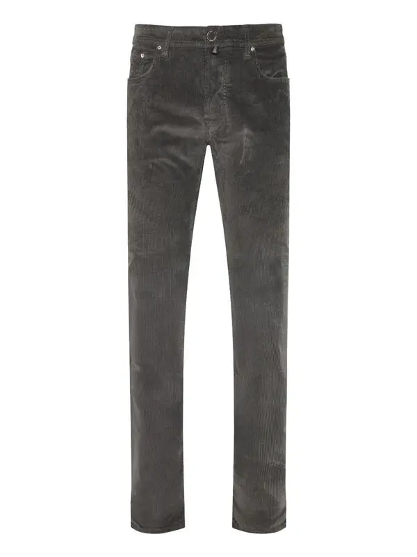 Jacob Cohen Velvet-effect Straight-leg Trousers - Grey
