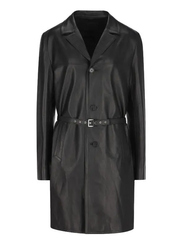 Prada Leather Coat - Black