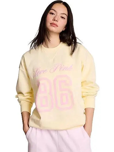 Pink Campus Fleece™ Oversized Crew Sweatshirt - Beige