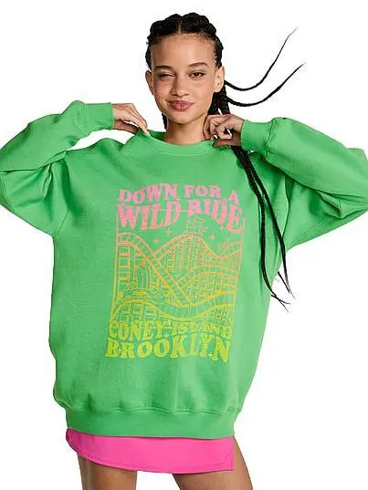 Pink Campus Fleece™ Oversized Crew Sweatshirt - Green