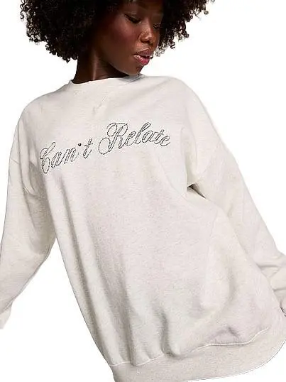 Pink Campus Fleece™ Oversized Crew Sweatshirt - Grey