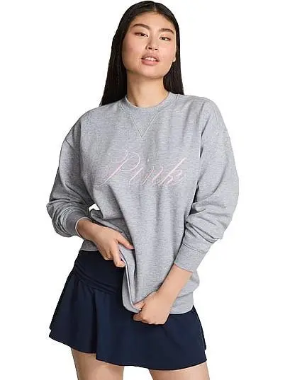 Pink Campus Fleece™ Oversized Crew Sweatshirt - Grey