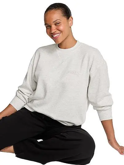 Pink Campus Fleece™ Oversized Crew Sweatshirt - Grey
