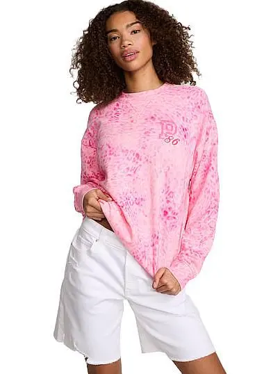 Pink Campus Fleece™ Oversized Crew Sweatshirt - Print