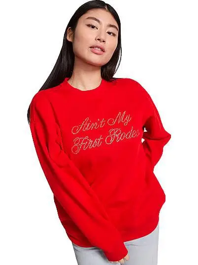 Pink Campus Fleece™ Oversized Crew Sweatshirt - Red