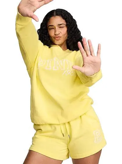 Pink Campus Fleece™ Oversized Crew Sweatshirt - Yellow