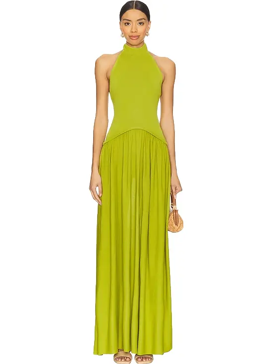 Solid & Striped Soglio Halter Dress - Chartreuse