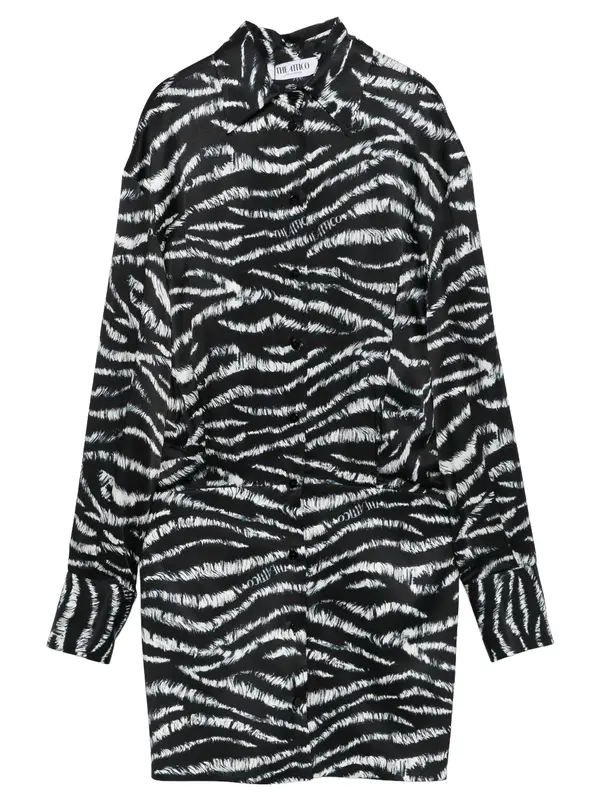 Attico Zebra-print Mini Shirt Dress - Black