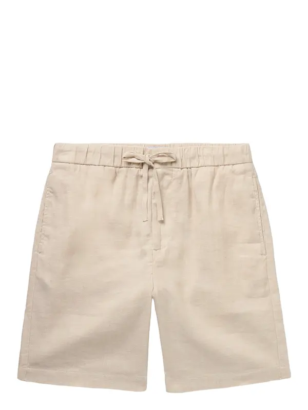 Frescobol Carioca Felipe Straight-leg Linen And Cotton-blend Drawstring Shorts - Neutrals