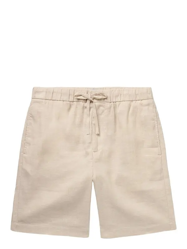 Frescobol Carioca Felipe Straight-leg Linen And Cotton-blend Shorts - Neutrals