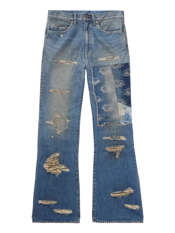 Kapital Flared Patchwork Jeans - Blue