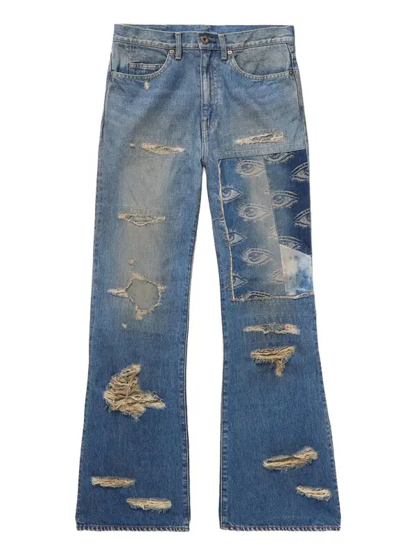 Kapital Flared Patchwork Jeans - Blue