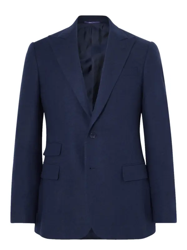 Ralph Lauren Kent Slim-fit Herringbone Wool, Silk And Cashmere-blend Suit Jacket - Blue