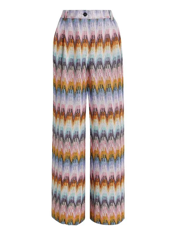 Missoni Metallic Crochet-knit Wide-leg Pants - Pink