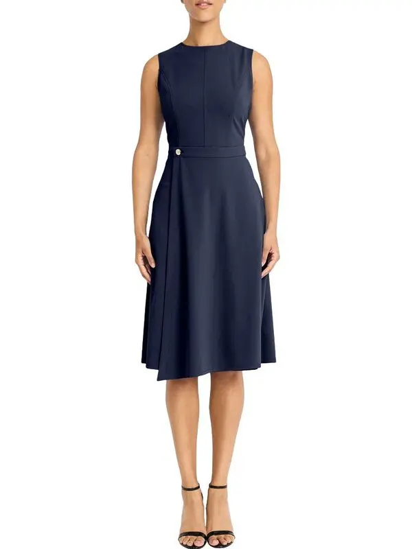 Maggy London Sleeveless Knit Wrap Dress - Navy Blazer