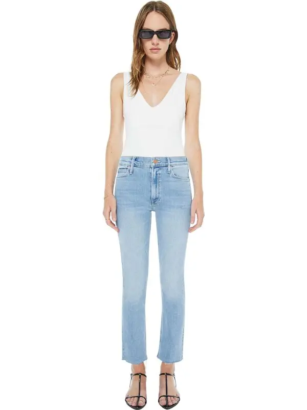 MOTHER The Mid Rise Dazzler Ankle Fray Jeans - Blue
