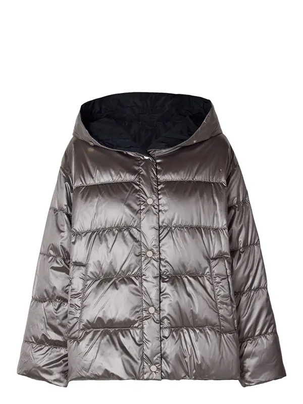 Max Mara Nico Reversible Hooded Padded Quilted Shell Down Coat - Gray