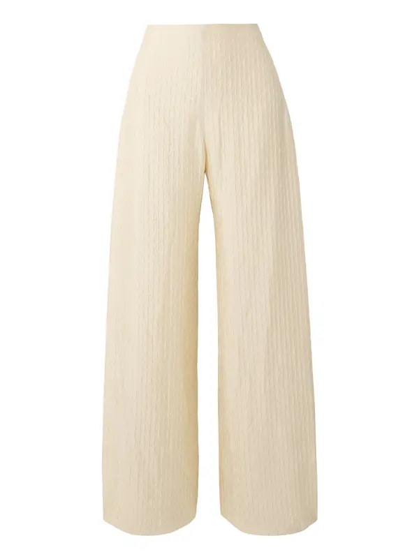 Loro Piana Dresden Silk-cloqué Wide-leg Pants - Ivory