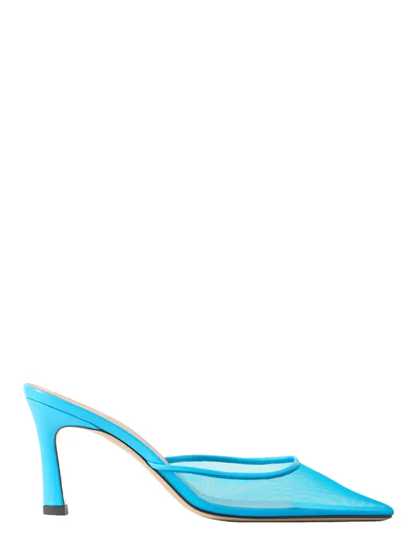 Attico Juno Leather-trimmed Mesh Pumps - Blue