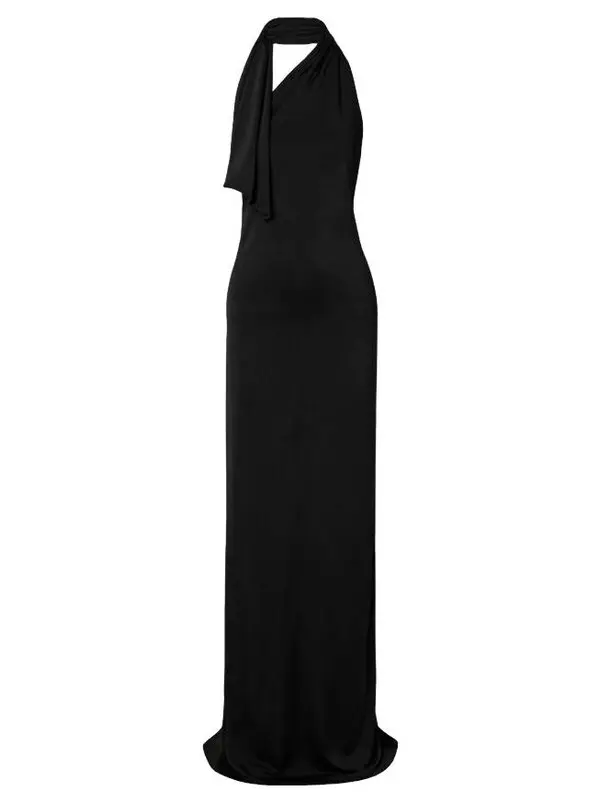 Khaite Roza Draped Jersey Maxi Dress - Black